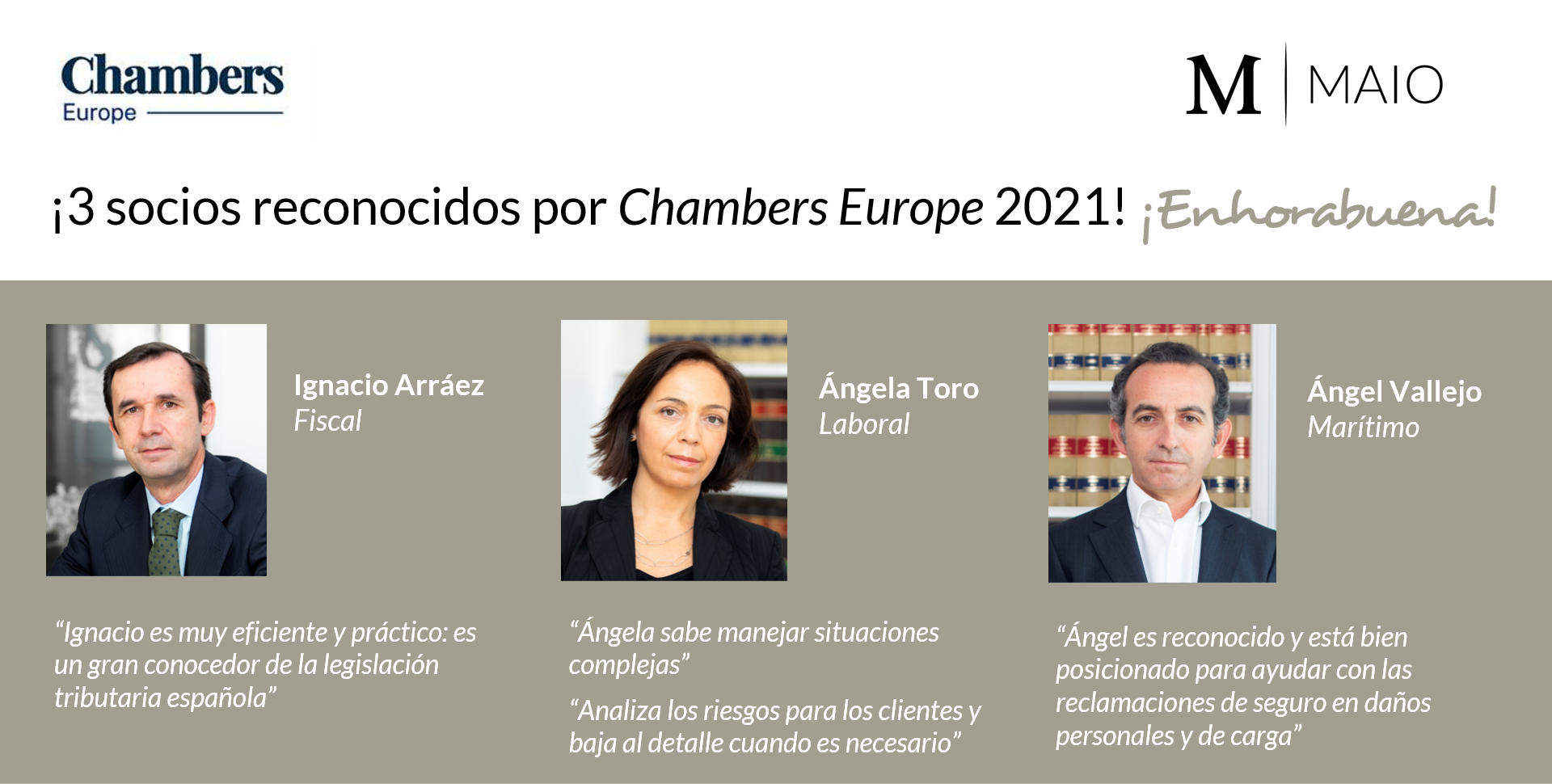 Chambers Europe 2021 destaca a 3 socios de MAIO Legal - MAIO Legal